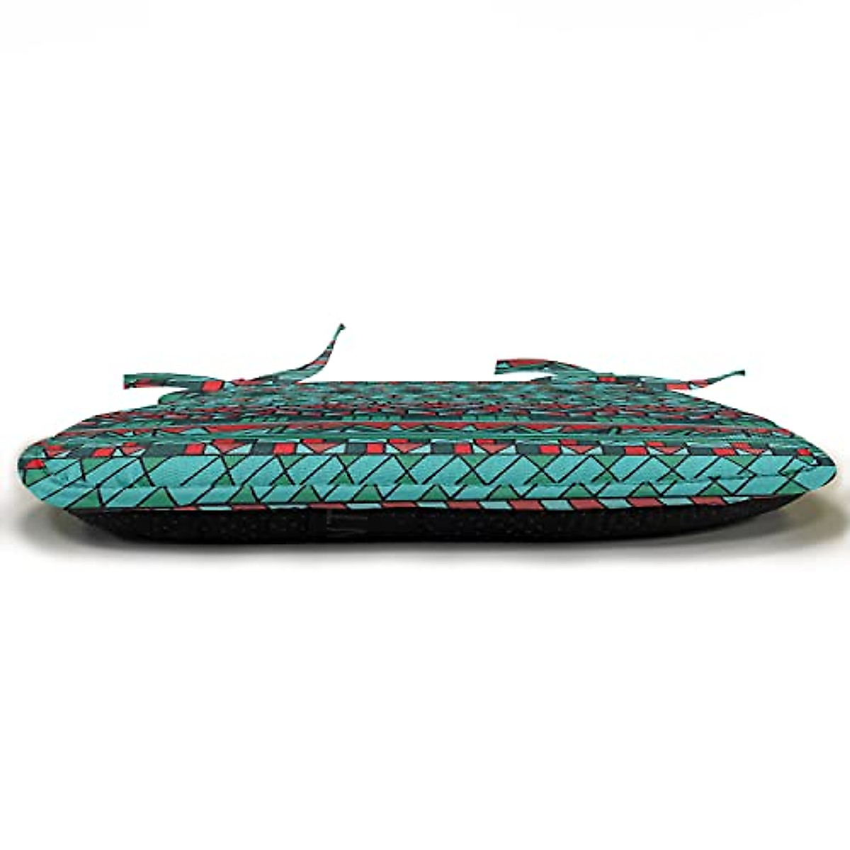 Ambesonne Tribal Chair Seating Cushion Set of 8, Hand Drawn Design Geometric Pattern with Sharp Shapes and Stripes, Seat Pads for Office with Anti-Slip Backing, 16"x16", Red Blue Teal