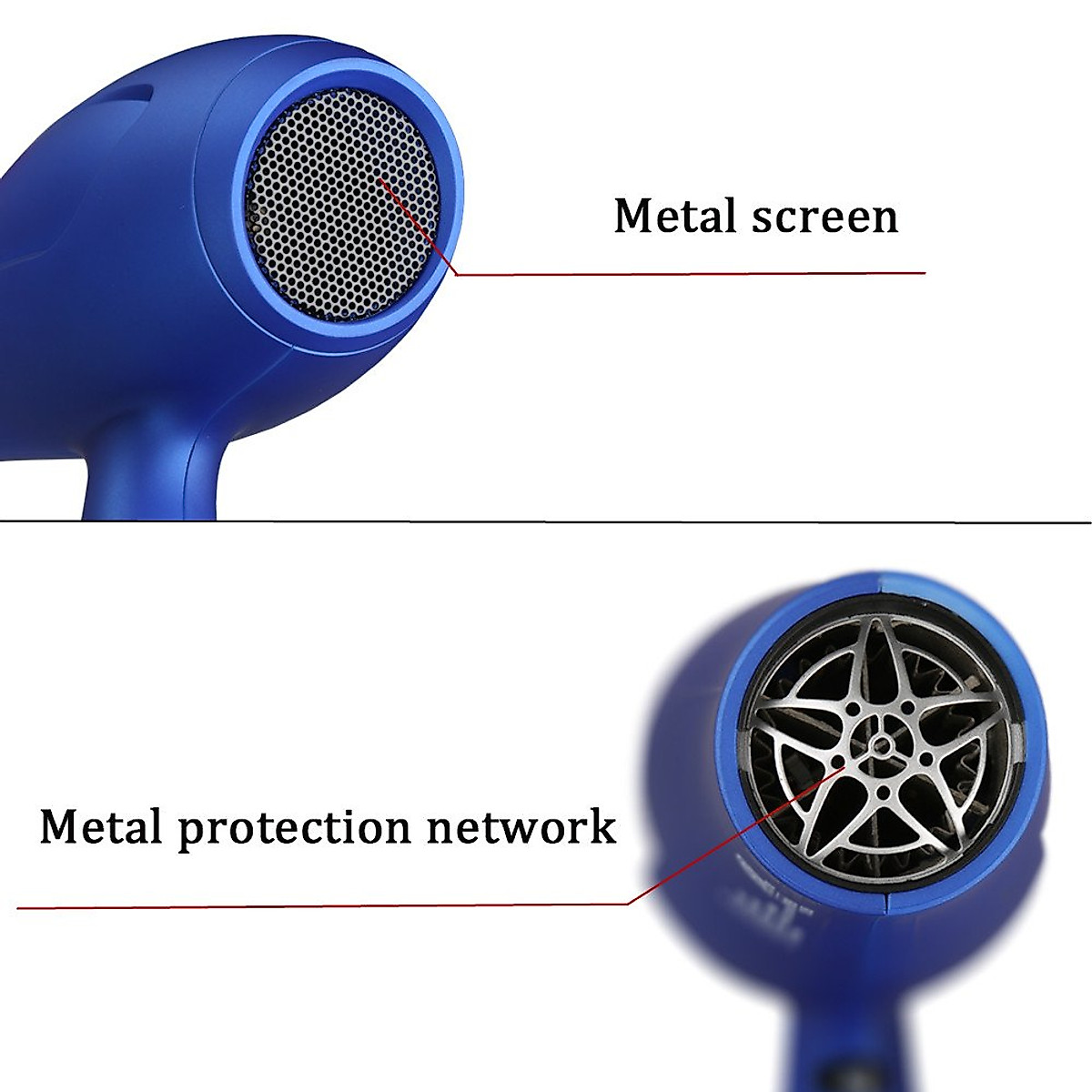 VAV Blow Dryer 1875W Negative Iron Professional Hair Dryer 2 Speed 3 Heat Settings Cool shot Button DC Motor Blue