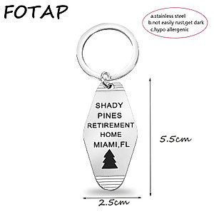 FOTAP Shady Pines Key Tag Shady Pines Retirement Home Keychain Thank You for Being My Friends Fans Gift (Shady Key)