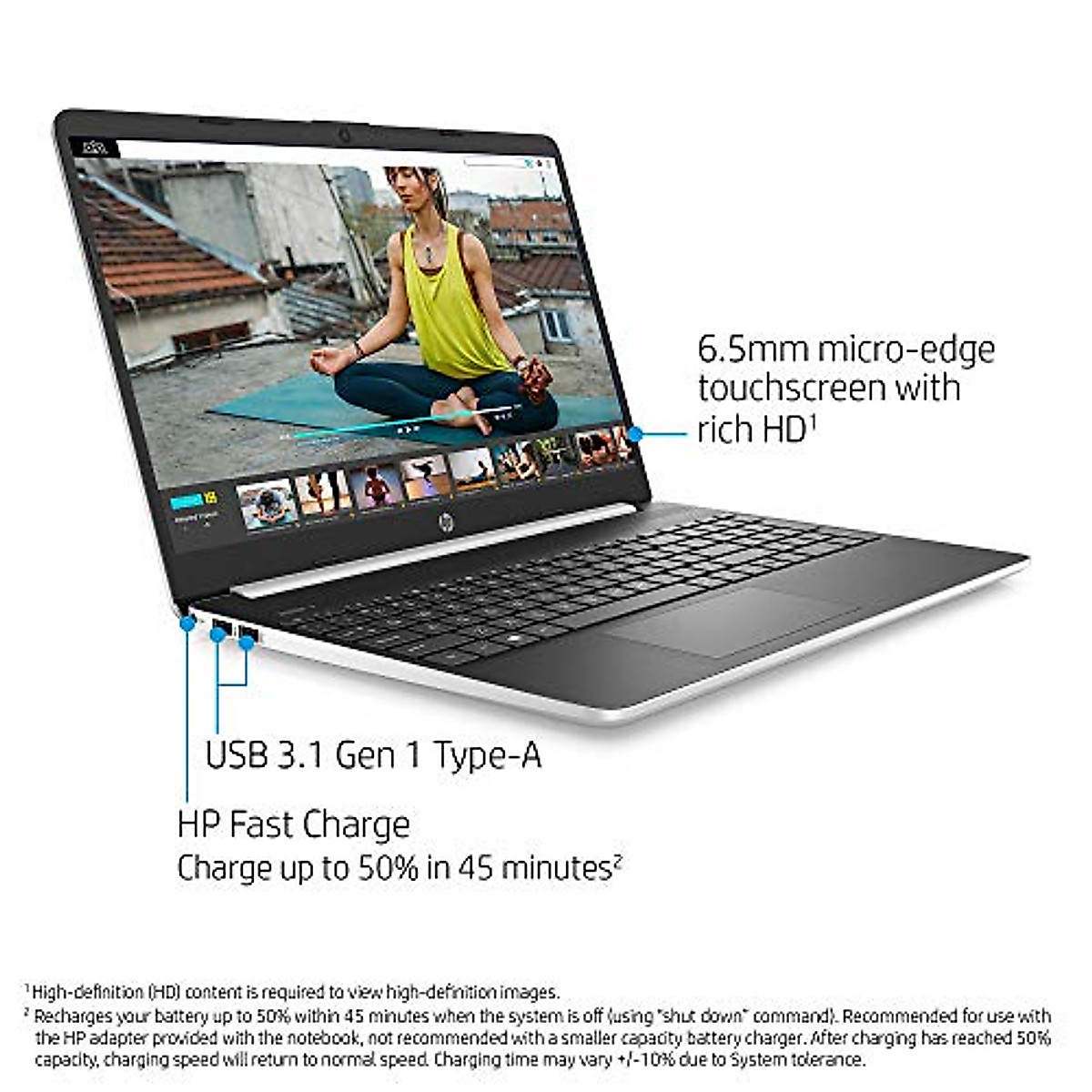 HP 15-Inch HD Touchscreen Laptop, 10th Gen Intel Core i5-1035G1, 8 GB SDRAM, 512 GB Solid-State Drive, Windows 10 Home (15-dy1020nr, Natural Silver), 15-15.99 inches