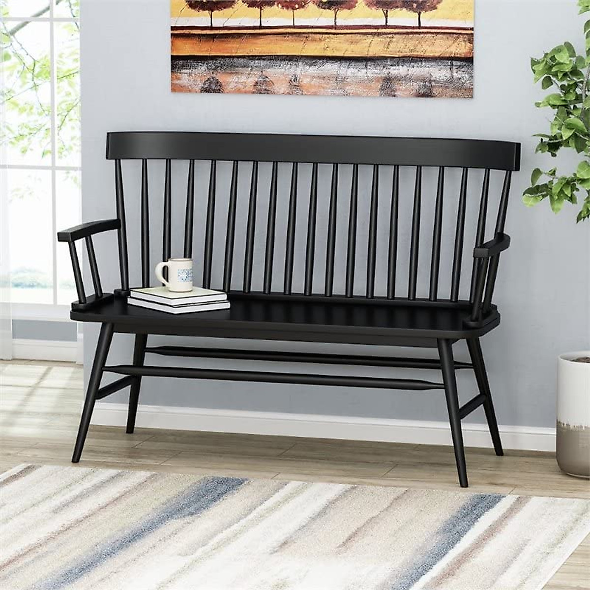 Great Deal Furniture Eartha Farmhouse Bench, Black