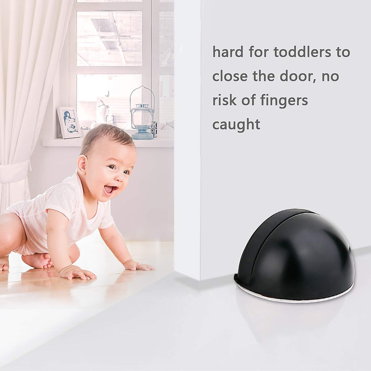 Door Stops 2 Pack, Magnetic Door Stop, Brushed Satin, Black Flush Modern Floor Mount Magnetic Door Catch Door Holder