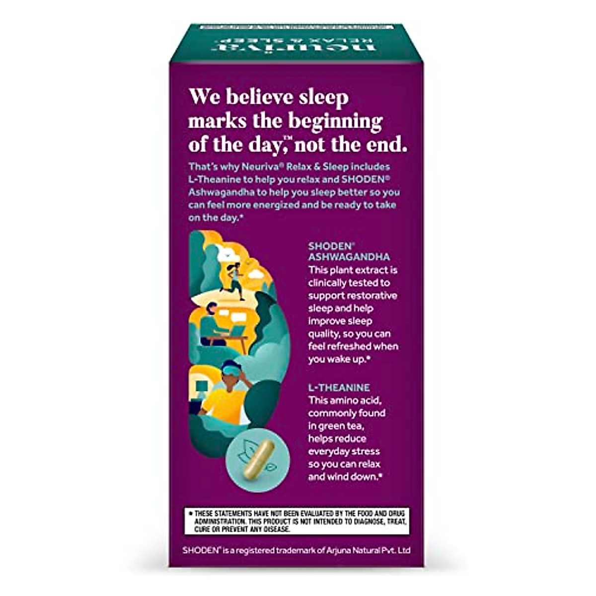 NEURIVA Melatonin Free Natural Sleep Aid Supplement with L-Theanine to Help You Relax & Ashwagandha to Support Restorative Sleep So You Can Wake Up Feeling Refreshed, 30ct Capsules