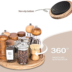 Wood Lazy Susan Organizer Kitchen Turntable for Cabinet Farmhouse Bathroom Decor Round Decorative Tray for Vanity, Counter, Sink, Coffee Table, 10 Inch, Brown