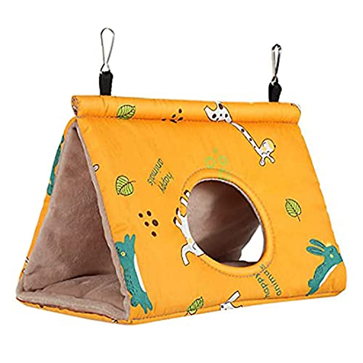 AIRUIFENG Winter Warm Bird Nest House Tent Parrot Hanging Hammock Toy for African Greys Cockatoo Eclectus Amazon Parakeet Cockatiel Conure Budgie Lovebirds Canary Finch Cage Perch (M, Yellow)