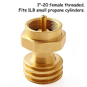 Uenede Brass Propane Tank Adapter Converter Universal 1Pound/16.4oz Small Tank to QCC1/Type1 Hose or Regualtor Hexagon
