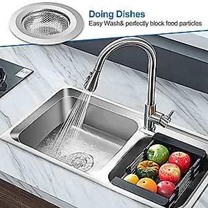 Rahano Kitchen Sink Strainer, Stainless Steel Drain Filter, Anti-Clogging Sink Drain Strainer, Basket Catcher With Large Wide Rim 4.5 inch Diameter, For Most Sink Drains, Dishwasher Safe