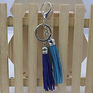 PAMIR TONG 100pcs Faux Suede Leather Bulk Sets Tassels for Decorations, Key Chain, Earring, Cellphone Straps,Jewelry Accessories,DIY Craft (Silver, Keychain)