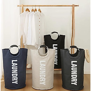 2 Pack 90L Laundry Basket,Waterproof Laundry Hamper,Dirty Clothes Hamper for Laundry, Laundry Baskets with Foam Protected Aluminum Handles for Laundry,Dorm,Family (Black, 2 Pack-90L)