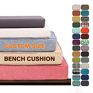 RULAER Custom Bench Cushion: Customizable Fabrics High- Resilience Sponge Bench Cushions for Indoor/Outdoor Furniture with Straps and Non-Slip Bottoms Durable and Waterproof Outdoor Bench Cushion