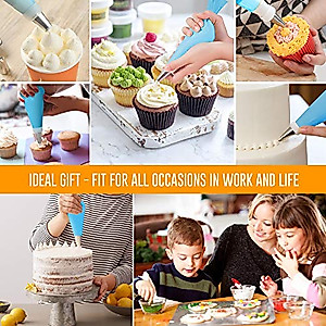 Kincown Piping Bags and Tips Set, 33pcs Frosting Piping Kit with 24 Stainless Steel Piping Tips, 2 Reusable Silicone Pastry Bags, 2 Couplers and 3 Icing Smoother, Piping Tips Set with Storage Case