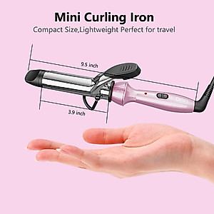 DAN Technology Travel Mini Curling Iron, Dual Voltage Curling Iron up to 450°F for Short Hair,Nano - Titanium Barrels & 30s PTC Fast Heating…