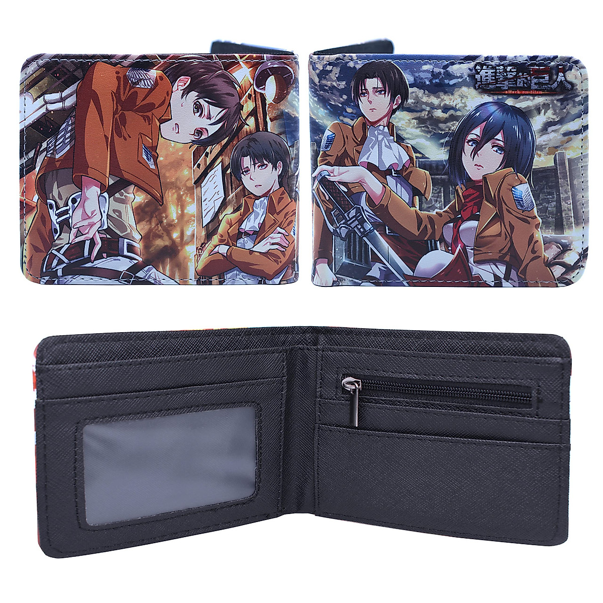 Amatensu Anime Characters Eren Jaeger wallet Mikasa Ackerman wallet Levi Ackerman wallet F