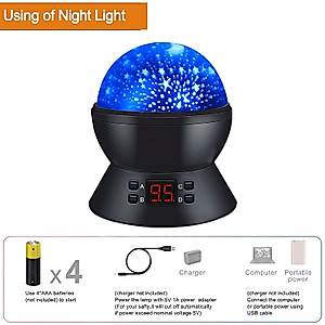 DSTANA Star Projector Night Lights for Kids, Starry Night Light with Timer, 360 Degree Moon Star Ceiling Lamp for Baby Bedroom Decor, Birthday Gifts Toy for 3 to 12 Year Old Girls Boys
