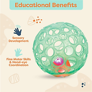 B. toys- B. baby– Sensory LightUp Baby Rattle- Textured Ball with Holes – Glowing Lights & Rattle – Infants, Babies – Grab n’ Glow- 0 Months +