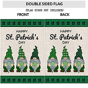 EKOREST Happy St Patrick's Day Garden Flag for Outdoor 12x18 Inch Vertical Double Sided St. Patricks Gnomes with Shamrock Small Yard Flag for Outside Farmhouse Holiday Saint Patrick Decoration