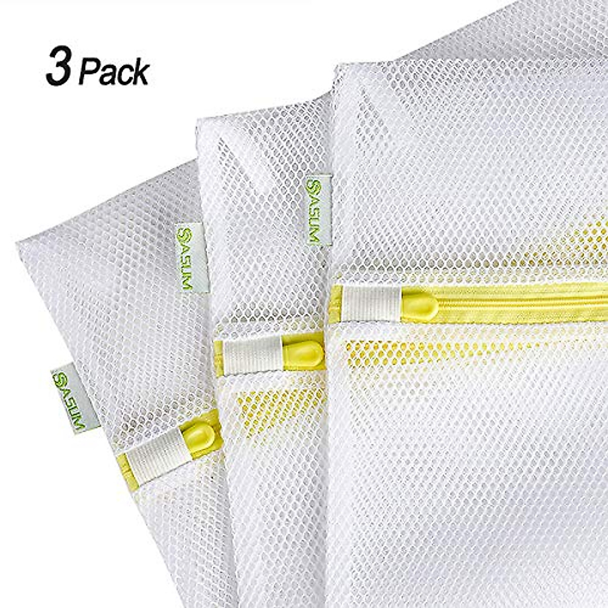 Laundry Bags, SASUM 3 Pack (3 Large) Mesh Thick Polyester Wash Bags Premium Durable White for Jeans, Lingerie,Socks, Bra,Sweaters, Coats in Washing Machine and Drier