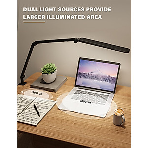 Homlife LED Desk Lamp, Dual Light Sources Desk Lamp for Home Office Dorm, Stepless CCT and Brightness Control with Remote, Adjustable Swing Arm