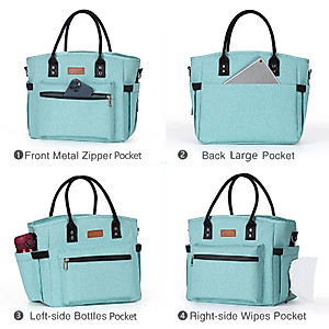 Insulated Lunch Bag for Women Men,Adult Lunch Box for Women with Adjustable Shoulder Strap,Portable Large Lunch Tote Bag for Office Work School Picnic Beach,Reusable Lunch Cooler Bag for Kids