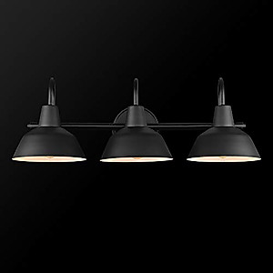 Globe Electric 51710 5-Piece Bathroom Accessory Set, with Vanity, Matte Black, 3-Light Vanity Light, Towel Bar, Towel Ring, Robe Hook, Toilet Paper Holder, Bathroom Lights Over Mirror, Home Décor