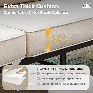 SUNSHINE VALLEY 7 Piece Outdoor Patio Furniture Sets Metal Modern Outoor Patio Conversation Set with 5.75" Extra Thick Cushion for Deck Backyard