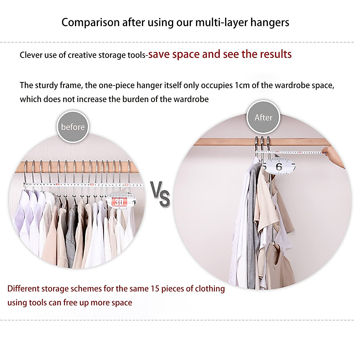 3 Pack 5 in 1 Space Saving Clothes Hangers Chrome and Foam Blouse Tree Hangers Multi Layers Clothes Rack Non Slip Stainless Steel Shirt Hangers Coats Hangers Closet Storage Organizer(White)