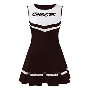 Makroyl Women's Musical Uniform Fancy Dress Complete Outfit High School Cheerleader Costume (White/Black, X-Large)