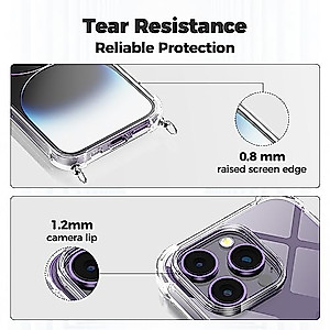 caslord iPhone 14 Pro Crossbody Case, iPhone 14 Pro Case with Strap, Necklace Mobile Phone Cover with Adjustable Lanyard Strap, Clear Soft TPU Lanyard Case with Neck Cord (Black)