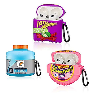 [3Pack] Cute Cover Airpods 3rd Generation Case, Sport Water+Tekis Potato+Bubble Gum Air pods 3 Silicone Case Funny 3D Cartoon Food Design for Airpods 3rd Generation Charging Case for Boys Girls Kids