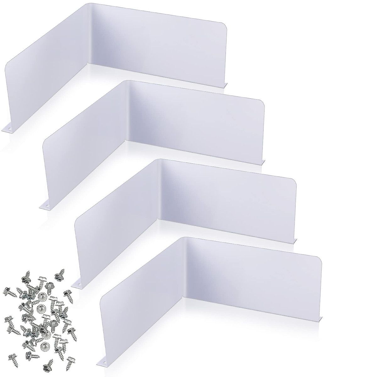 4 Pcs Gutter Valley Splash Guards Downspout Diverter Roof Rain Diverter White Roofing Gutter Guards with 40 Screws Gutters for House Residential Flat Shingle Roofs Corner (Foldable)