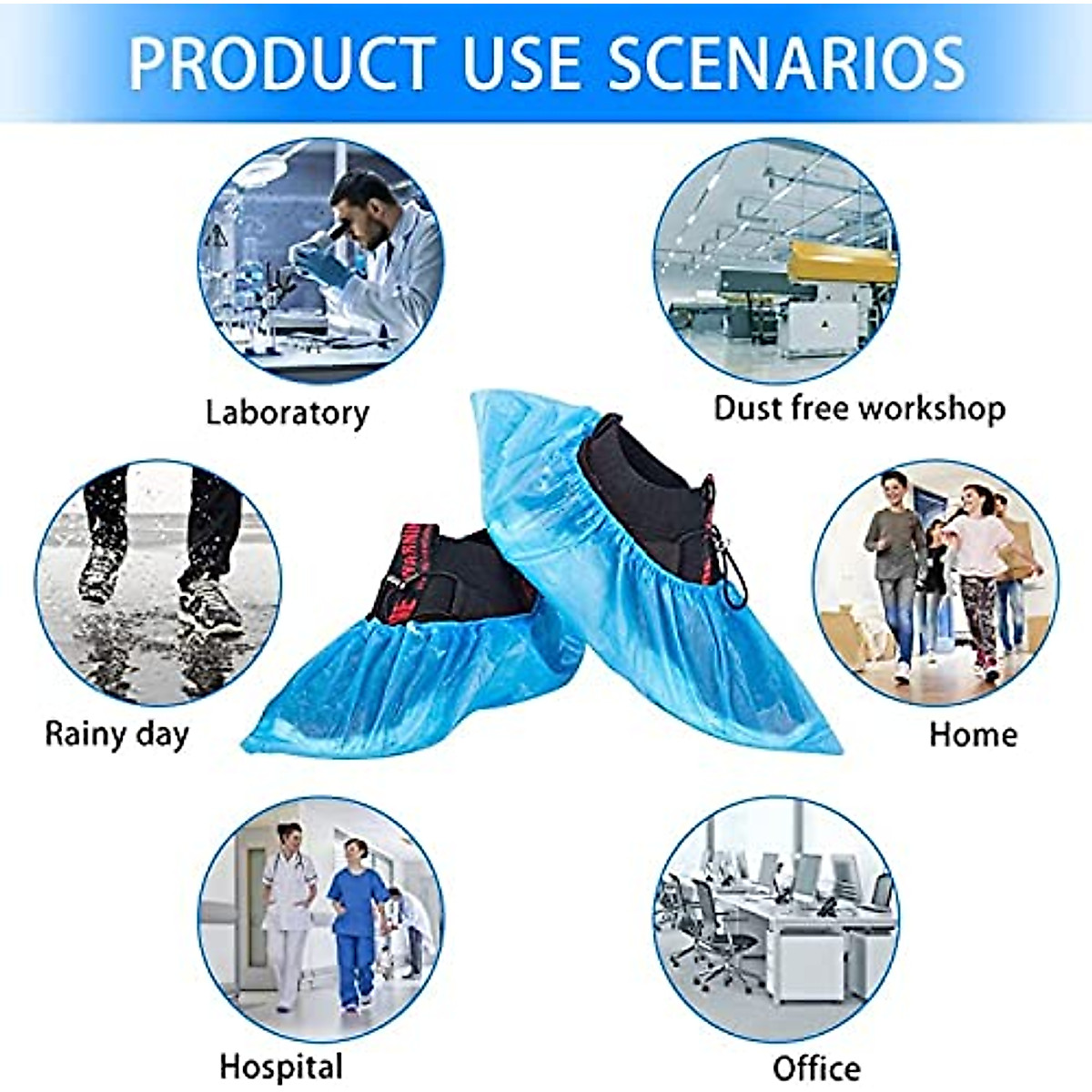 Disposable Shoe & Working Boot Covers Waterproof Durable Non-Slip Resistant Polypropylene for Offices Indoor Carpet Protection Universal Size by P&P Medical Surgical 100 (50 pairs)