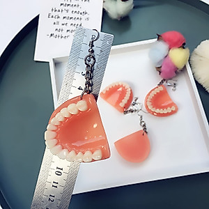GBAHFY Denture Earrings Funny Hand-made Ear Pendant Tooth Shaped Earrings Exaggerated Ear Decors for Party Festival Woman (Tooth Shaped Earrings)