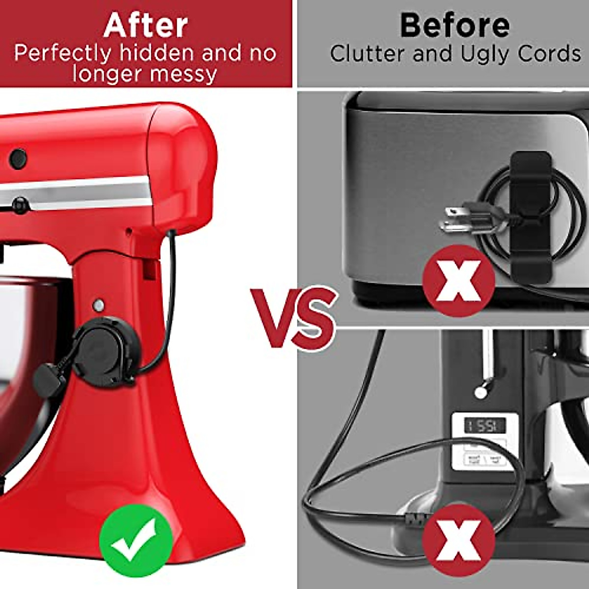 OUTXE Cord Wrapper for Appliances 3 Pack, Wire Cord Hider for Kitchen Appliances, Strong Self-Adhesive Cord Organizer Works in Toaster, Stand Mixer, and Coffee Maker