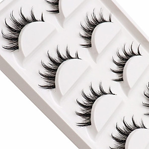 Veleasha Lashes 5D Faux Mink Lashes 100% Handmade Luxurious Fake Eyelashes Lightweight Fluffy False Eyelashes 5 Pairs Pack (009)