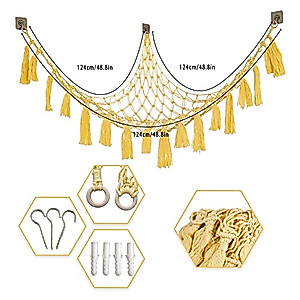 YELIENM Stuffed Animals Net or Hammock with LED Light, 59 inch Toy Hammock Net for Stuffed Animals Corner Hanging Stuffed Animal Storage Stuffed Animal Holder for Nursery Kids Bedroom (Yellow)…