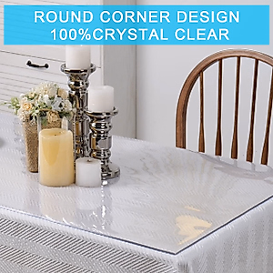 1.5mm Thick Rectangular Clear PVC Table Cover Protector 12x24 inch Non-Slip Plastic Desk Cover Pads for Dresser Coffee Table Crystal Vinyl Table Cloths for Writing Painting Desk Waterproof Easy Clean