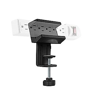 AVLT Power Strip Desk Mount - Desk Clamp Power Strip Holder - Power Strip Clamp Mount - Fits Power Strip Width Between 1.6" to 2.4" - for Desk Edge, Work Bench, Spinal Condition - Black