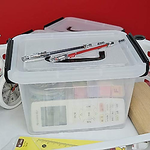 Asking Plastic Latching Box with Black Handle, Lidded Storage Bins, 6 Packs, 3 Quart