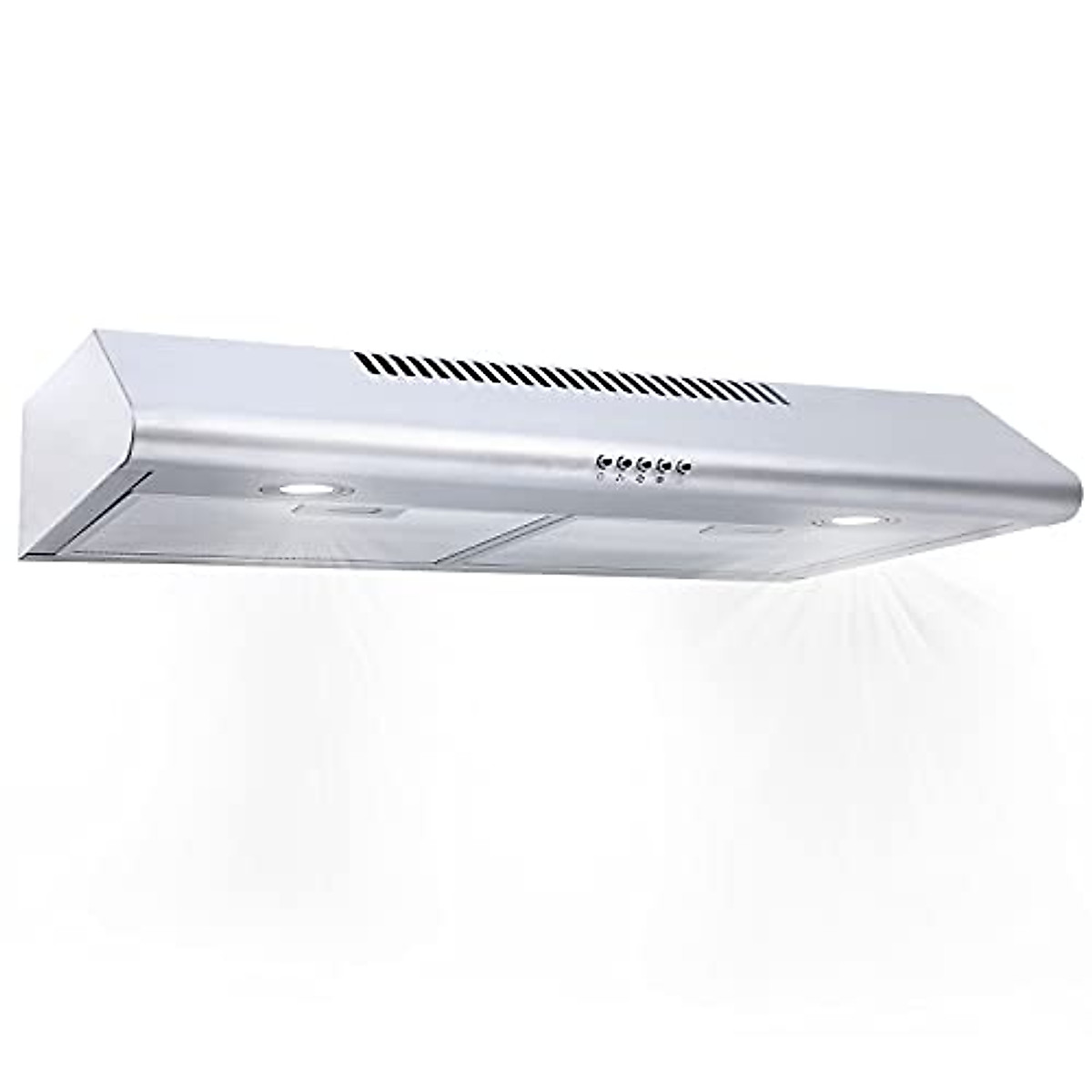 Stainless Steel Range Hood 30 inch KITCHENEXUS 200 CFM Under Cabinet Range Hood Ducted/Ductless Convertible Duct with LED Lighting, Reusable Filters and 3 Speed Exhaust Fan, Slim Kitchen Hood Vent