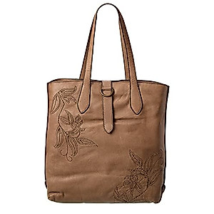 Frye Hadley Embroidered Leather Tote, Grey