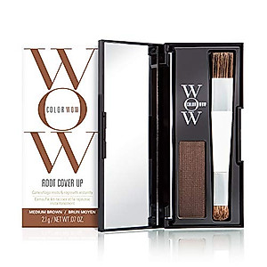 Color Wow Root Cover Up, Medium Brown - Instantly cover greys + touch up highlights, create thicker looking hairlines, water resistant, sweat resistant - No mess multi award winning root touch up