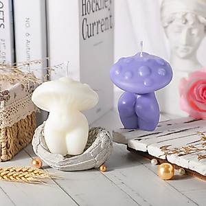 2 Pcs Mushroom Body Candle Body Shaped Aesthetic Candles Goddess Mushroom Cool Candle Soy Wax Trendy Candles Female Body Candle Woman Body Decorative Candle for Home Table Scented Candle Decor