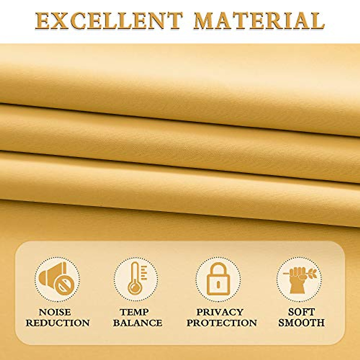 DONREN Gold Yellow Blackout Thermal Insulated Curtain Panels for Bedroom - 2 Panels 84 Inch Length Curtains Room Darkening Rod Pocket Curtain Drapes(42 Wide x 84 Inches Long)