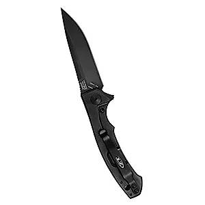 Zero Tolerance 0450CF; Folding Knife with 3.25” DLC-Coated S35VN Stainless Steel Blade, All-Black Carbon Fiber and Titanium Handle Scales, KVT Ball-Bearing Opening, Frame Lock, Pocketclip; 2.45 OZ.