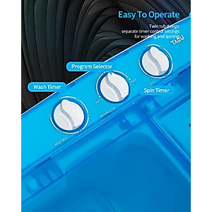 TABU Portable Washing Machine, 2 in 1 Washer Machine, Twin Tub Washing and Spining Combo Machine, 17.8LBS Portable Washer for Apartment, Dorms, RVs, Camping and More (Blue)