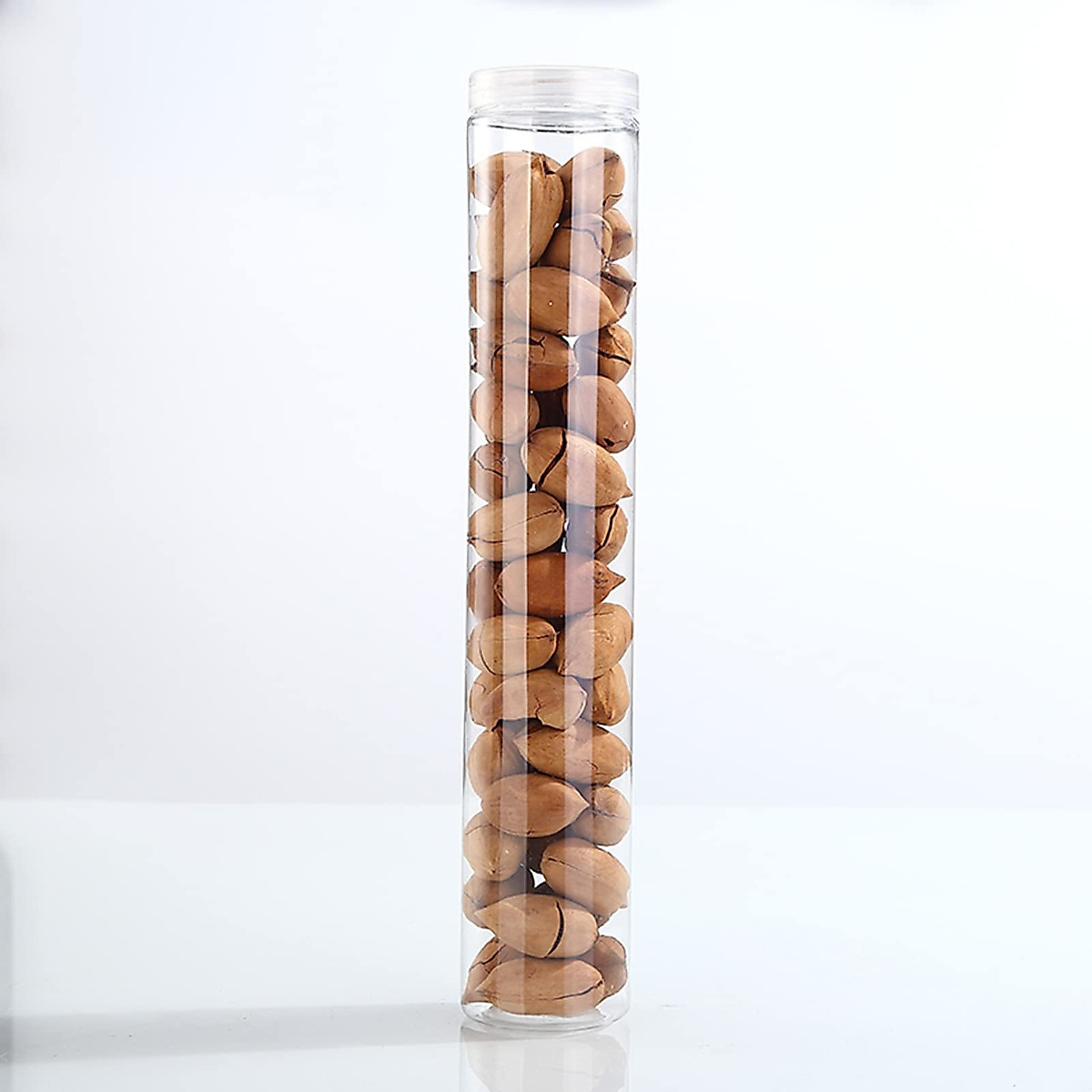 Set of 6Pcs Clear Plastic Food Storage Jar with Lid, Round Transparent Skinny Storage Container for Spaghetti, Pasta and Dry goods (Clear 6pcs)