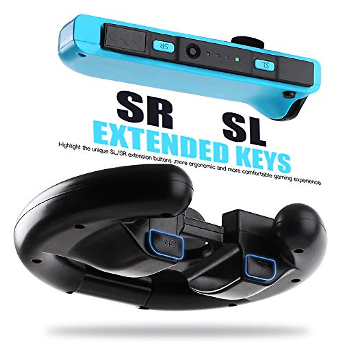 Mmwpqbd for Nintendo Switchh Game Aiming Wheel Mario Racing 8 Bracket Accessories Left and Right Double Handle Grip 1 Set Total 2 Brackets ☆ Black