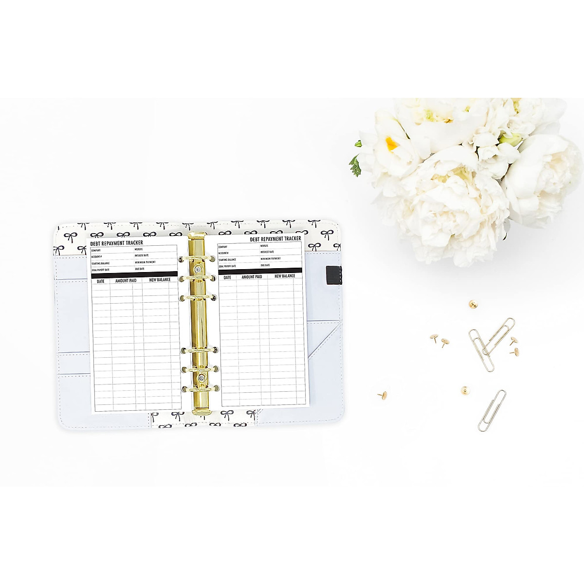 Personal Debt Repayment Planner Insert Refill, 3.74 x 6.73 inches, Pre-Punched for 6-Rings to Fit Filofax, LV MM, Kikki K and Other Binders, 30 Sheets Per Pack