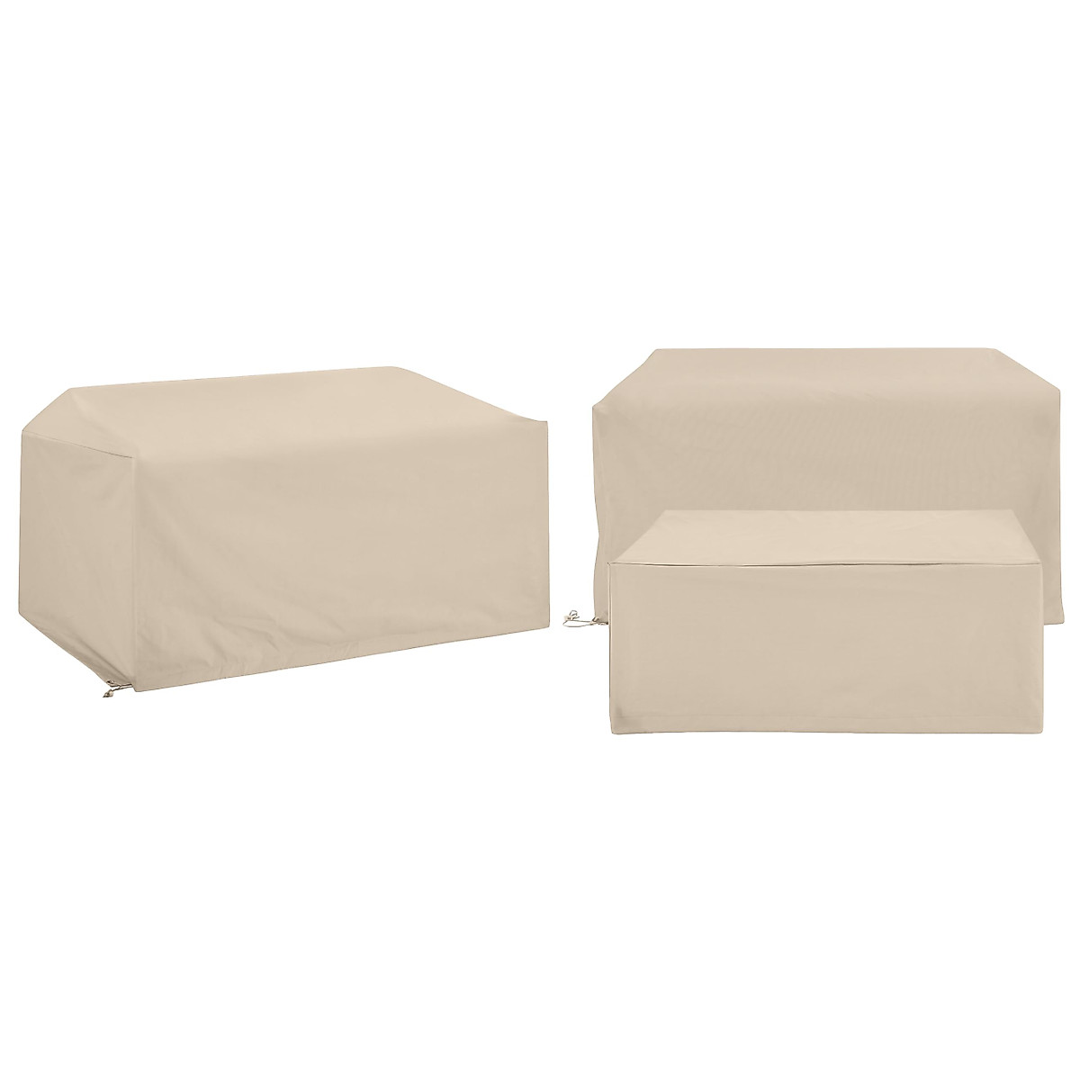 Crosley Furniture Patio Furniture Covers, Waterproof 3-Piece Cover Set for Outdoor Coffee Table, Loveseats, Tan