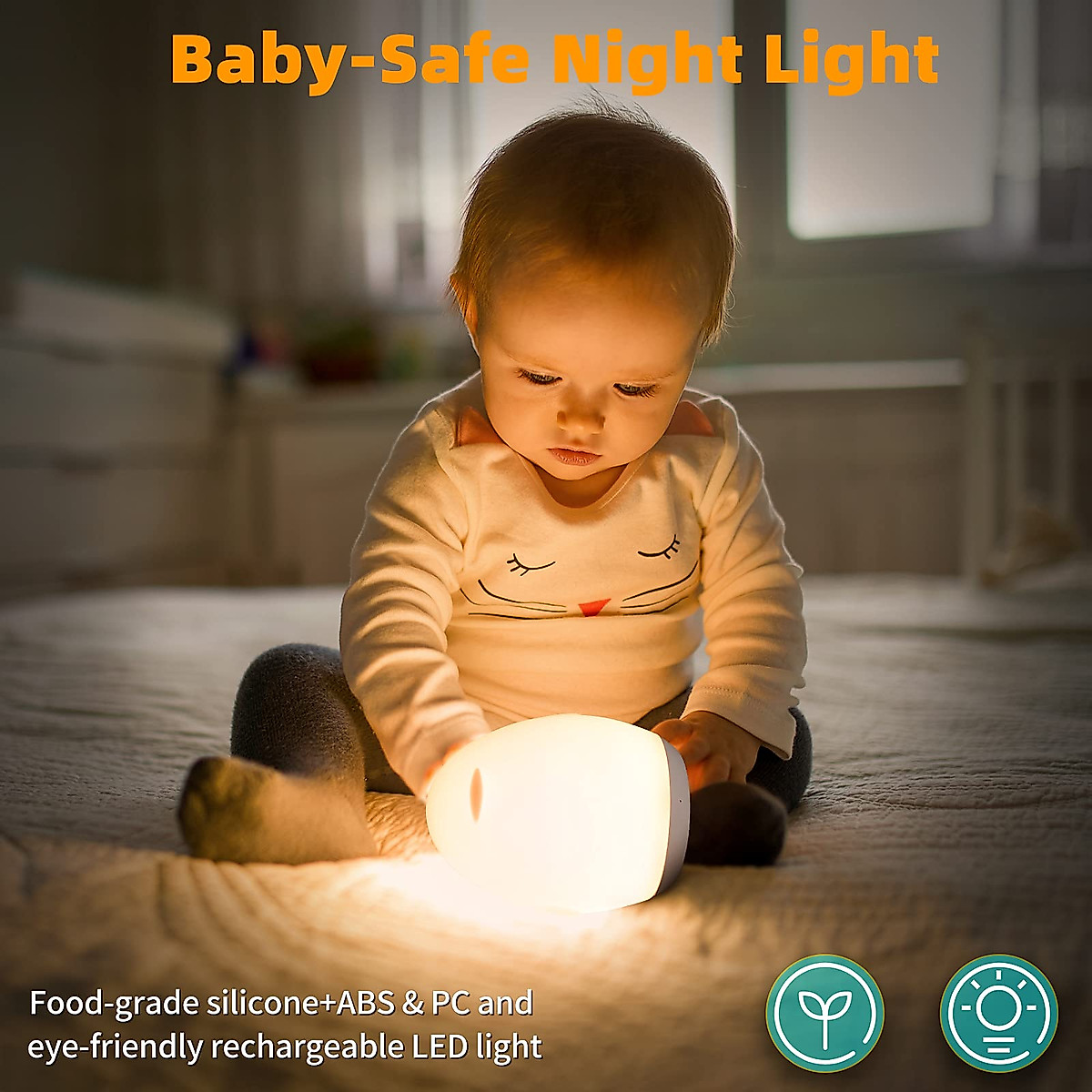 Loycco Baby Night Light, Rechargeable Night Lights for Kids Room with 8 Colors Changing, Dimmable Nursery Night Light with Touch Control, Timer, Night Light Lamp for Breastfeeding, Up to 100H